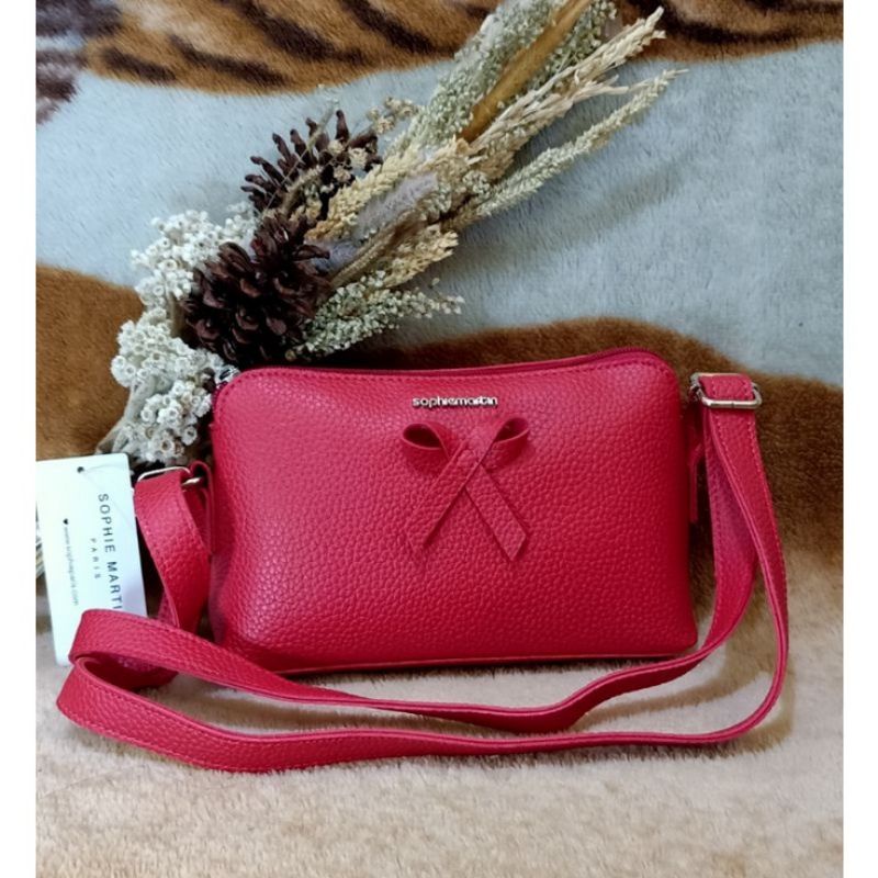 Jual TAS SELEMPANG CALINIA RED MERAH SOPHIE PARIS PROMO MURAH | Shopee ...