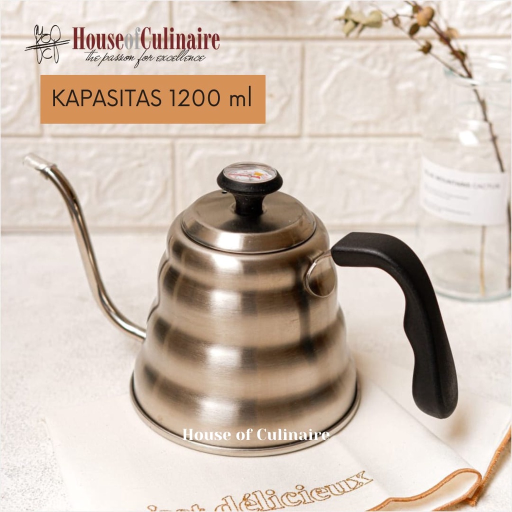 Jual Gooseneck Kettle Teko Leher Angsa 1.200 ml dengan Thermometer ...