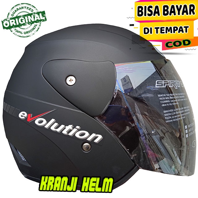 Jual Helm Gm Evolution Solid Black Matt Half Face Single Visor SNI ...