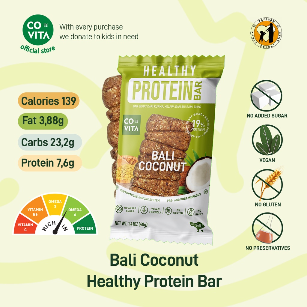 Jual Covita - Healthy Protein Bar - Bali Coconut - Fit Bar | Shopee ...