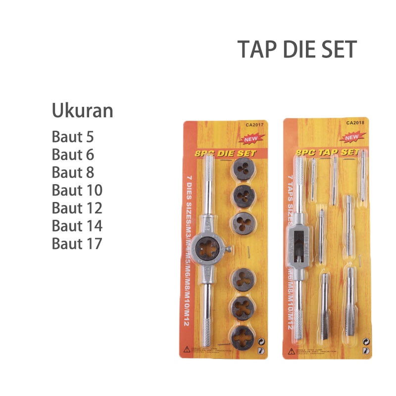 Jual Set Hand Tap Die Senai Drat Derat Ulir Baut 8 pcs | Shopee Indonesia