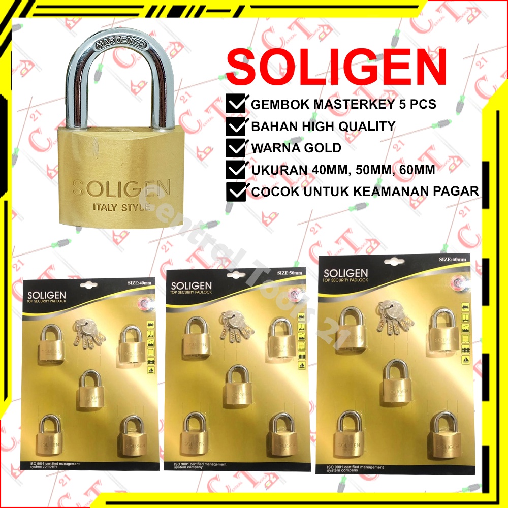 Jual Gembok Kuningan Masterkey Komputer 40MM 50MM 60MM X 5 Pcs Soligen ...