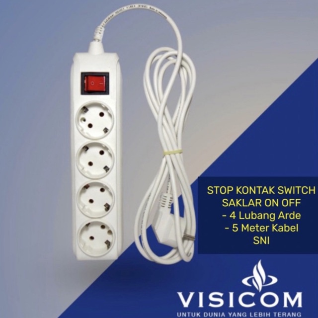Jual Stop Kontak + Kabel 4 Lubang 5 Meter 5M Colokan Listrik Stop Kontak On/Off | Shopee Indonesia