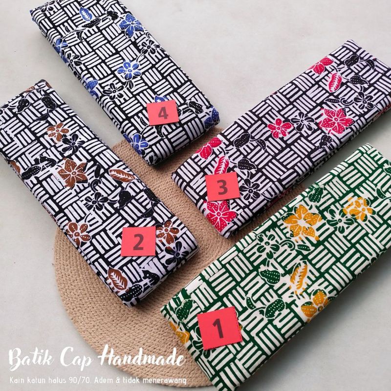 Jual Kain Batik Cap Katun Halus Motif geribik colet bunga Bahan Batik ...