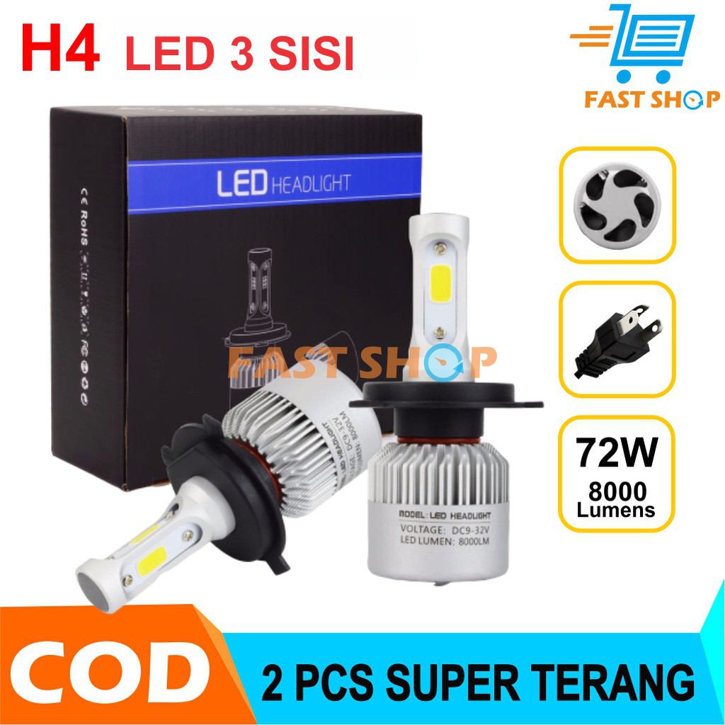 Jual Lampu Mobil Led Mobil Headlight Lampu Utama Mobil COB 72W 8000 Lm ...