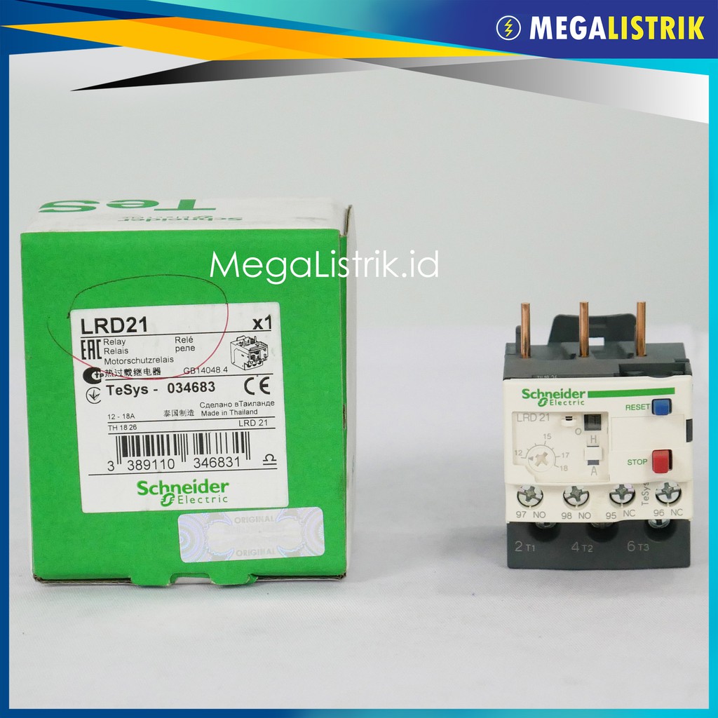 Jual SCHNEIDER LRD21 THERMAL OVERLOAD RELAY TESYS D / LRD-21 ( 12-18A ...