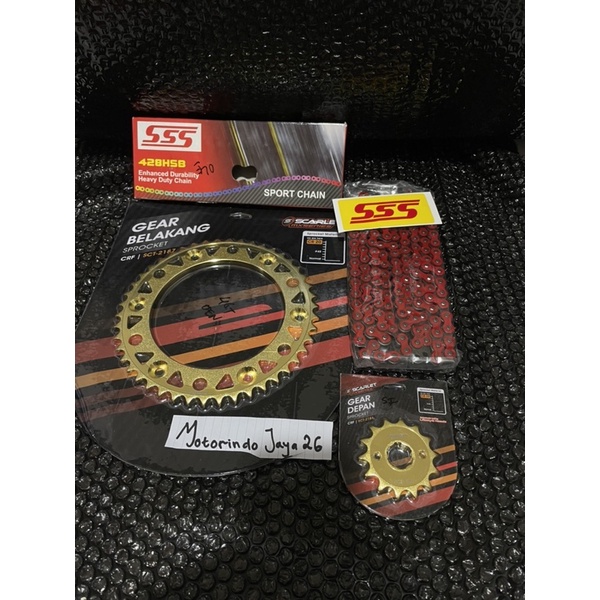 Jual Gear Set CRF 150L scarlet set rantai sss merah supermoto harian ...