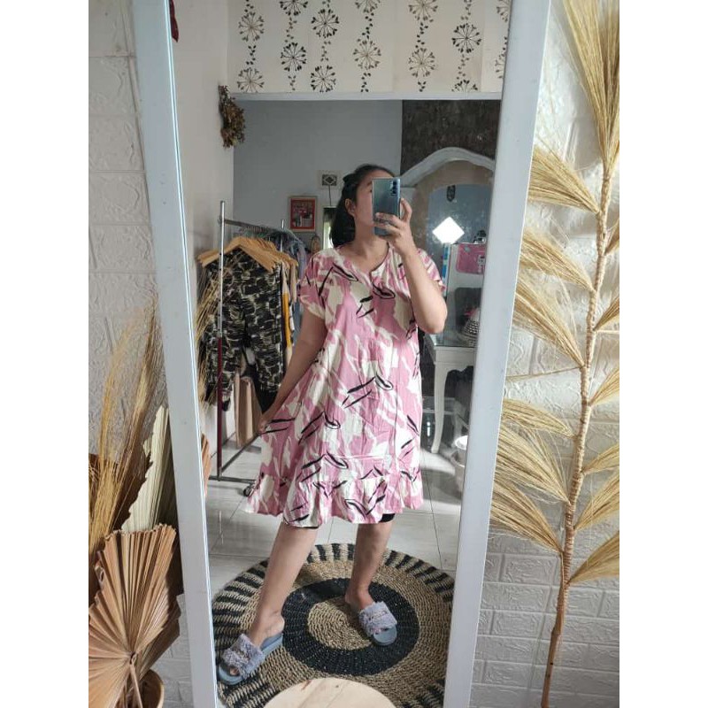 Jual Home Dress Daster Ruffle Viral busui jumbo Ld 120cm | Shopee Indonesia