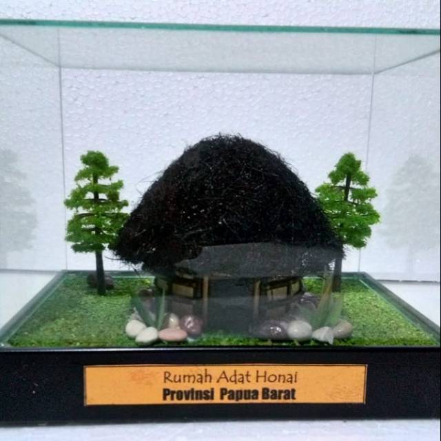 Jual Miniatur Rumah Adat Honai - Papua Barat ( kotak akrilik ) | Shopee ...
