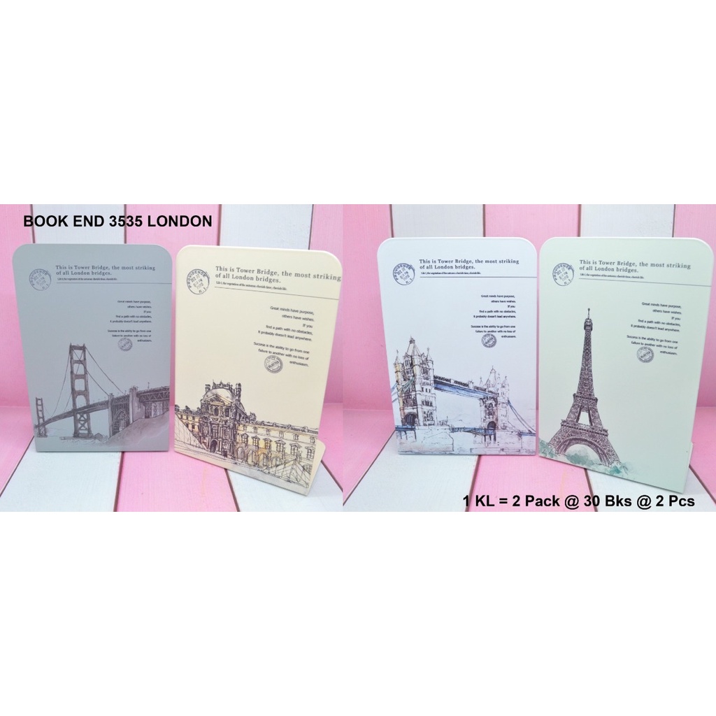 Jual penahan buku atau stand book dari besi motif london paris | Shopee ...