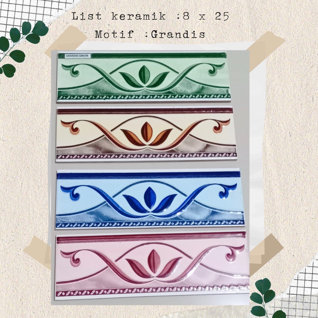 Jual list keramik dinding motif bunga grandis ukuran 8x25 / list keamik ...