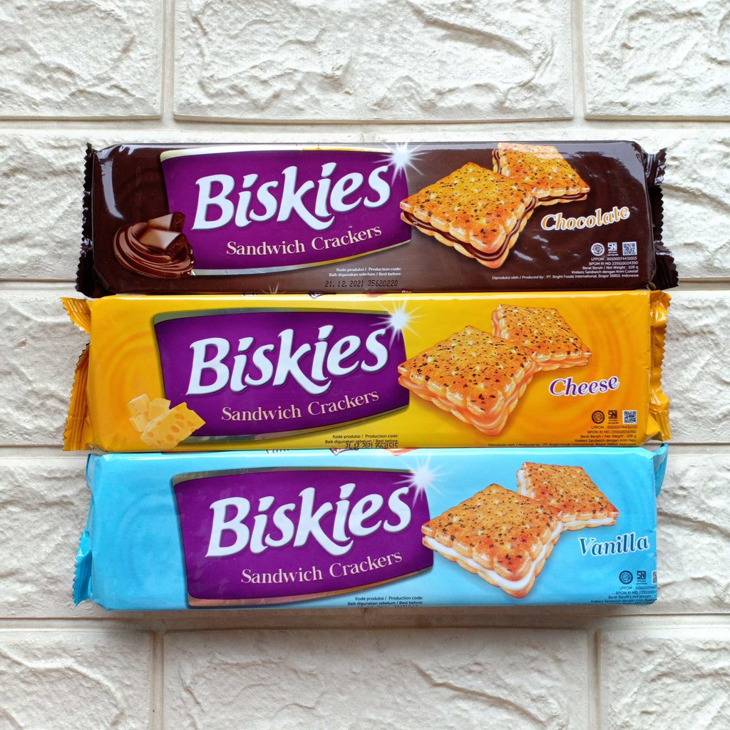 Jual Biskies Sandwich Crackers 108gr Chocolate Cheese Vanilla Coklat ...