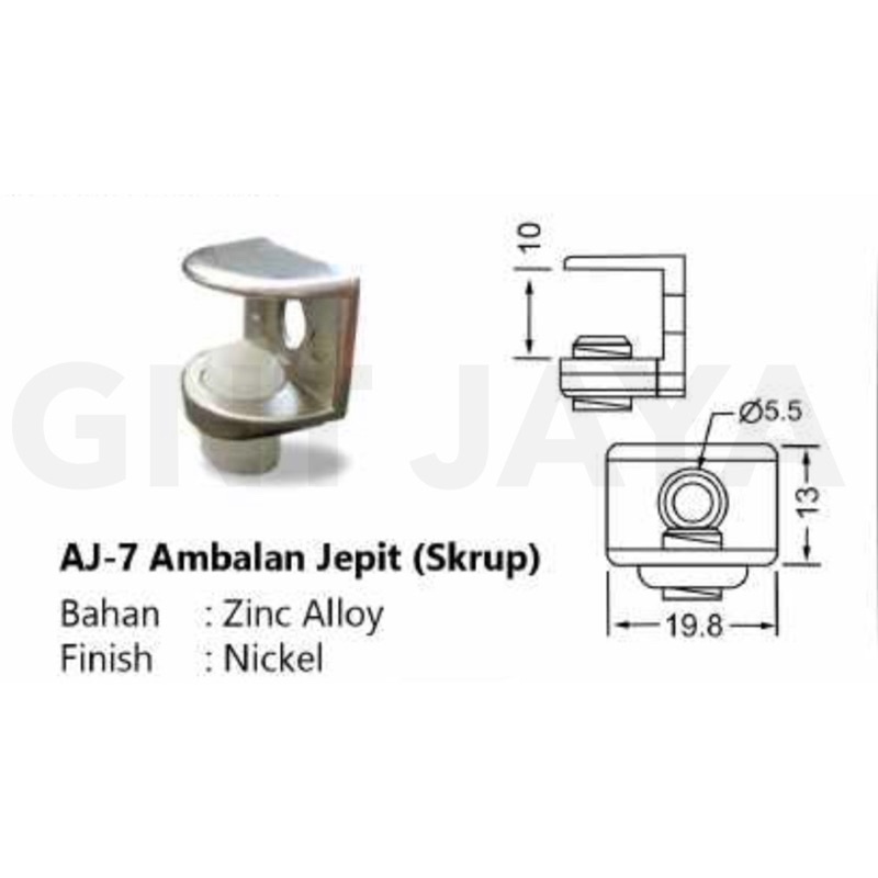 Jual HUBEN AJ-7 Ambalan Jepit Kaca dudukan kop penyangga akp penjepit sekat karet cop sekrup ...