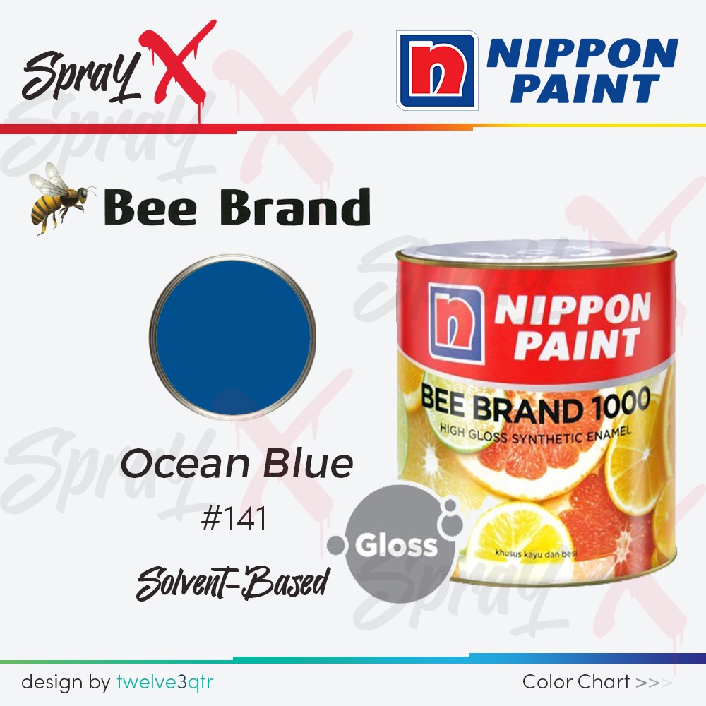 Jual BEE BRAND 1000 OCEAN BLUE 141 / BIRU LAUT #141 0.9 LITER - CAT ...