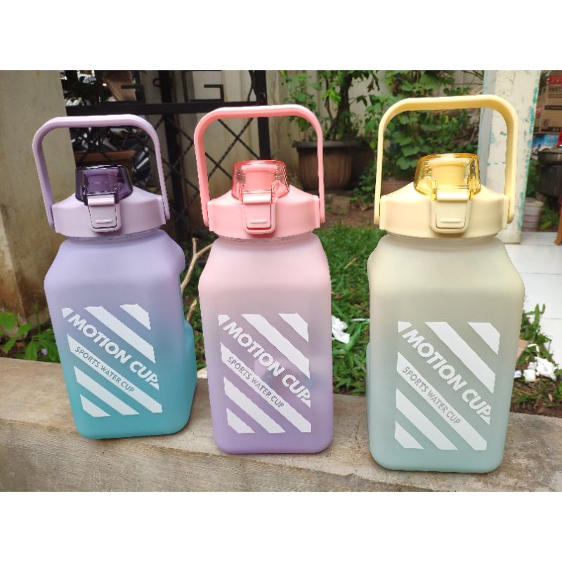Jual Botol Minum Viral 2000 ml free sticker/Botol kekinian/Botol ...