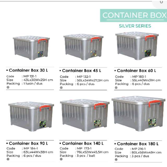 Jual Container box 140 liter silver dengan roda | Shopee Indonesia