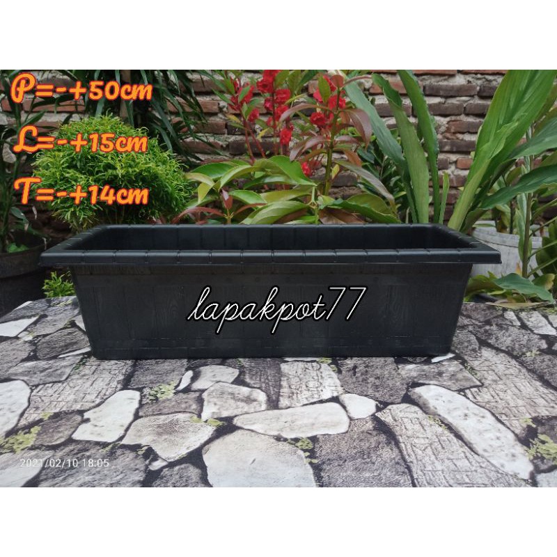 Jual POT PANJANG / POT KOTAK PANJANG GENTONG MOTIF KAYU 50S (50CM ...