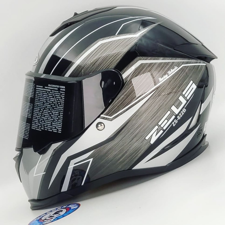 Jual Helm Zeus ZS822B AO21 Black/SILVER Free Dark Visor 822B | Shopee ...