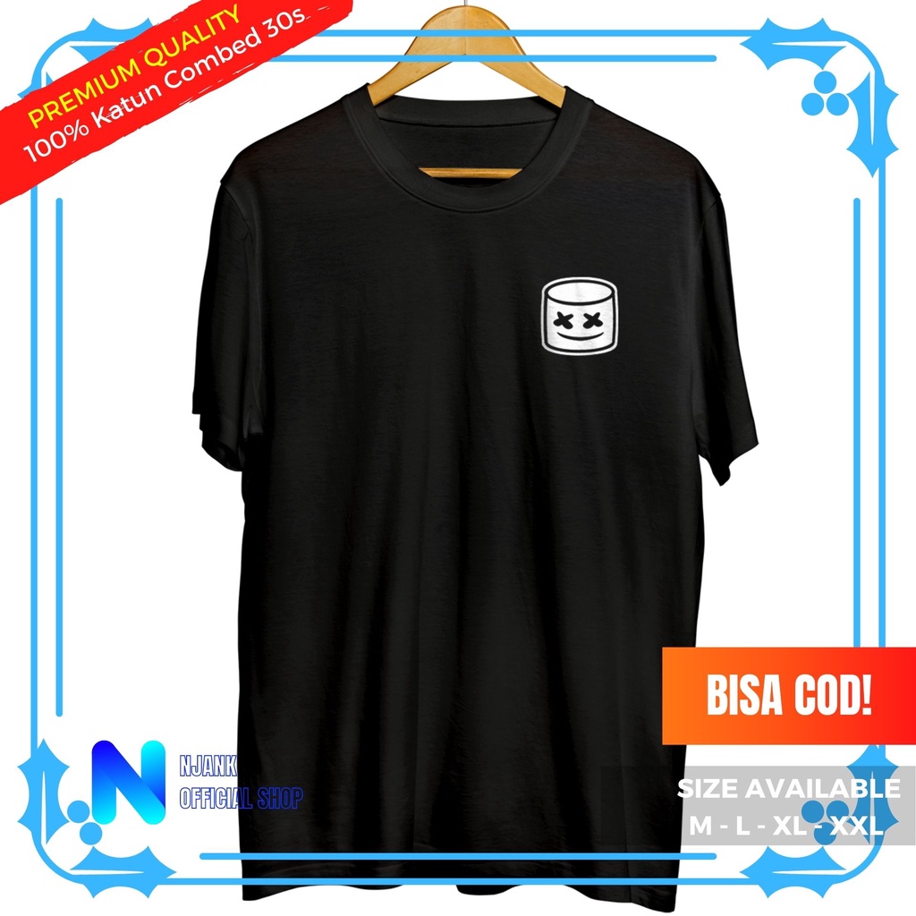 Jual Kaos Dj Marshmello Mask Logo Baju Distro Cowok Original Premium ...
