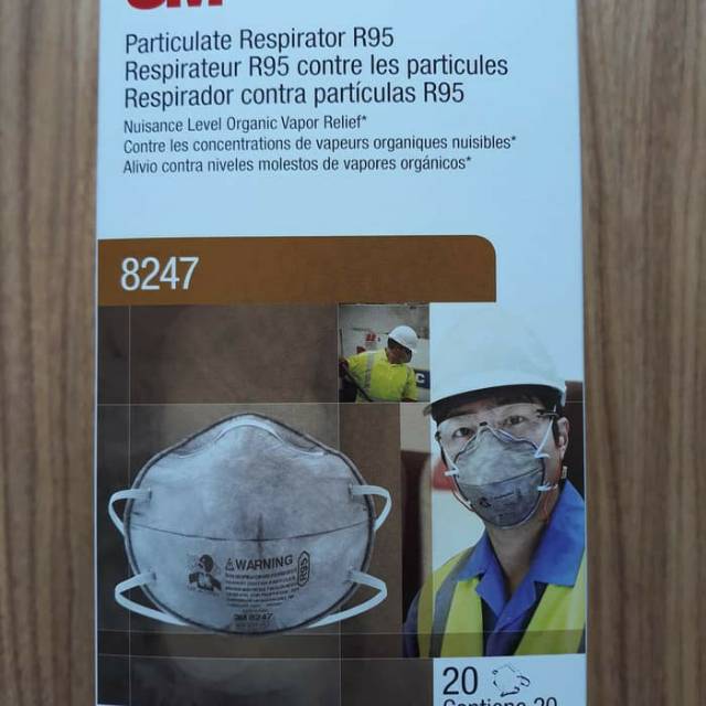 Jual Masker 3M 8247 Respirator Particulat R95 /1 box isi 20 pcs ...
