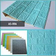 Jual PAKET 5 LEMBAR WALLPAPER 3D FOAM BATA WARNA TOSCA UKURAN 15CM X 70 ...