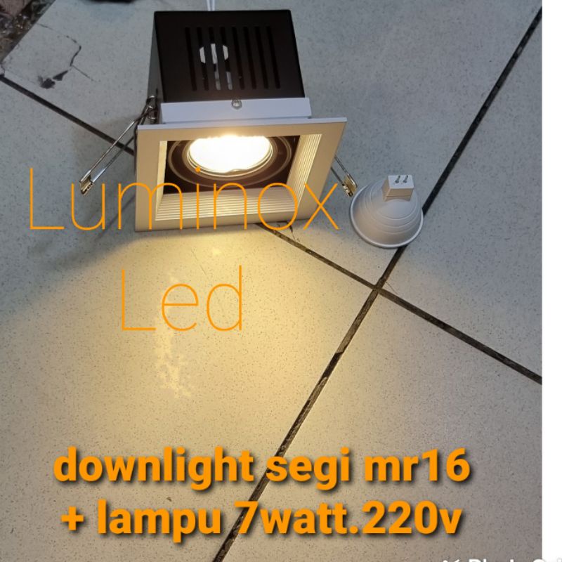Jual kap spot light segi mr16 downlight kotak mr16 + lampu 7watt 7w 7 watt 220volt | Shopee ...