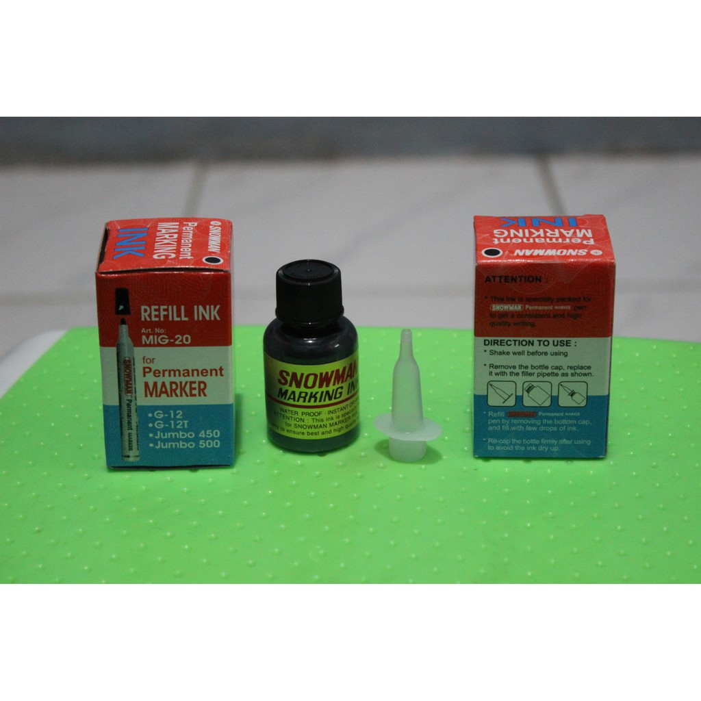 Jual tinta spidol snowman permanent permanent refill ink mig-20 marking ...