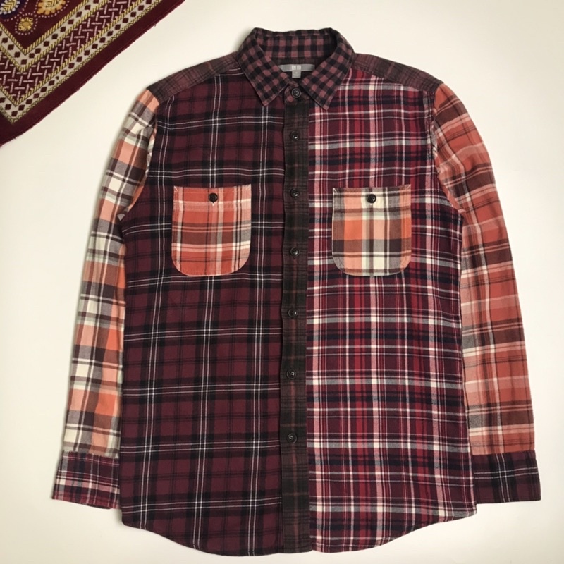 Jual kemeja uniqlo flannel mix match second | Shopee Indonesia