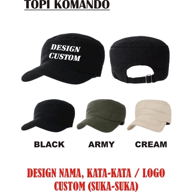 Jual (COD) Terlaris Topi KOMANDO Design Custom | Shopee Indonesia