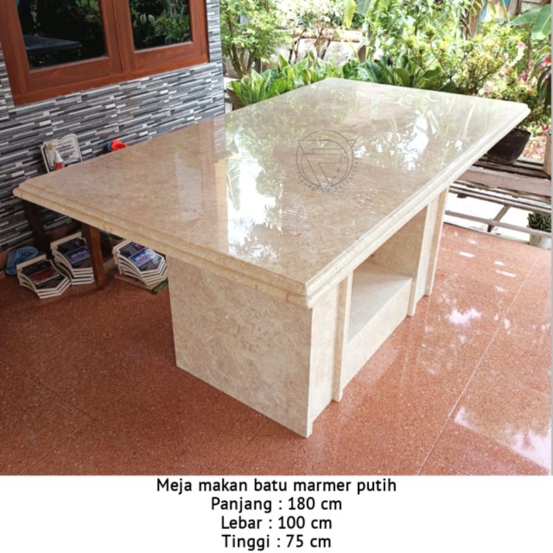 Jual Meja makan batu marmer putih 180x100x70 | Shopee Indonesia