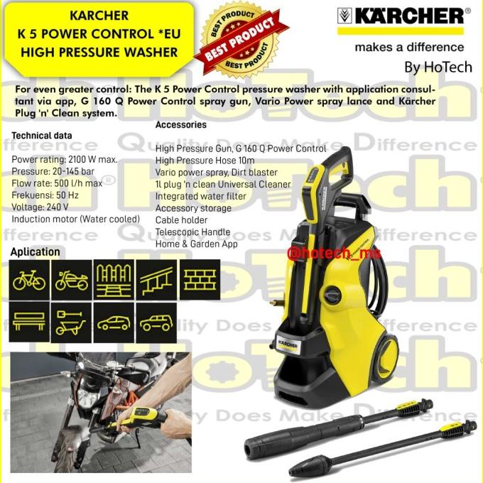 Jual KARCHER HIGH PRESSURE WASHER K 5 POWER CONTROL 2100 Watt 145 Bar ...