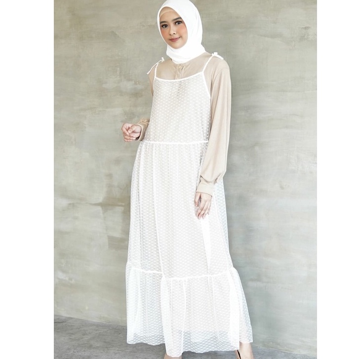 Jual OUTER TULLE DOT - Outer Tile Brukat | Outer Gamis Panjang Kekinian ...