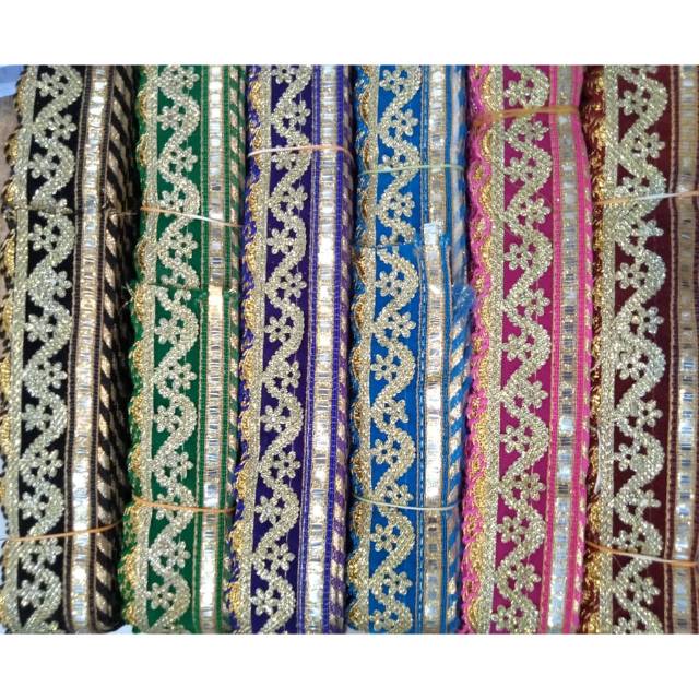 Jual Renda india beludru benang emas | Shopee Indonesia