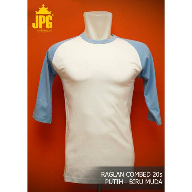 Jual Raglan Putih - Biru Muda | Shopee Indonesia