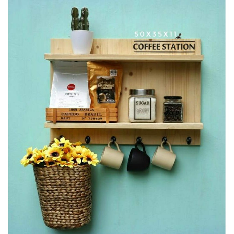 Jual coffee station / rak kopi / rak dinding / dekor ala cafe kafe ...