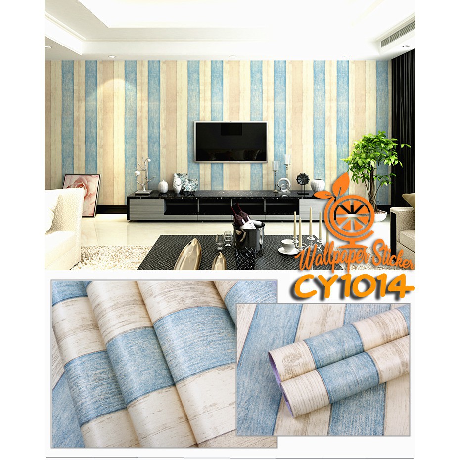 Jual Walpaper Sticker Dinding Ruang Tamu Tembok Kamar Tidur Motif Kayu Wps200 Kayu Biru Muda ...