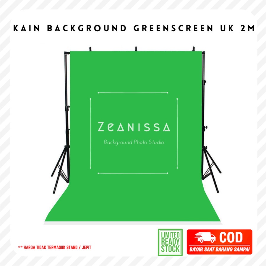 Jual Kain Background Backdrop Foto zoom polos hijau greenscreen 2m ...