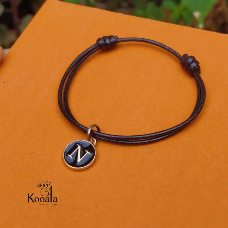 Jual Gelang Inisial Epoxy Hitam Simple Murah Tali Korea | Shopee Indonesia