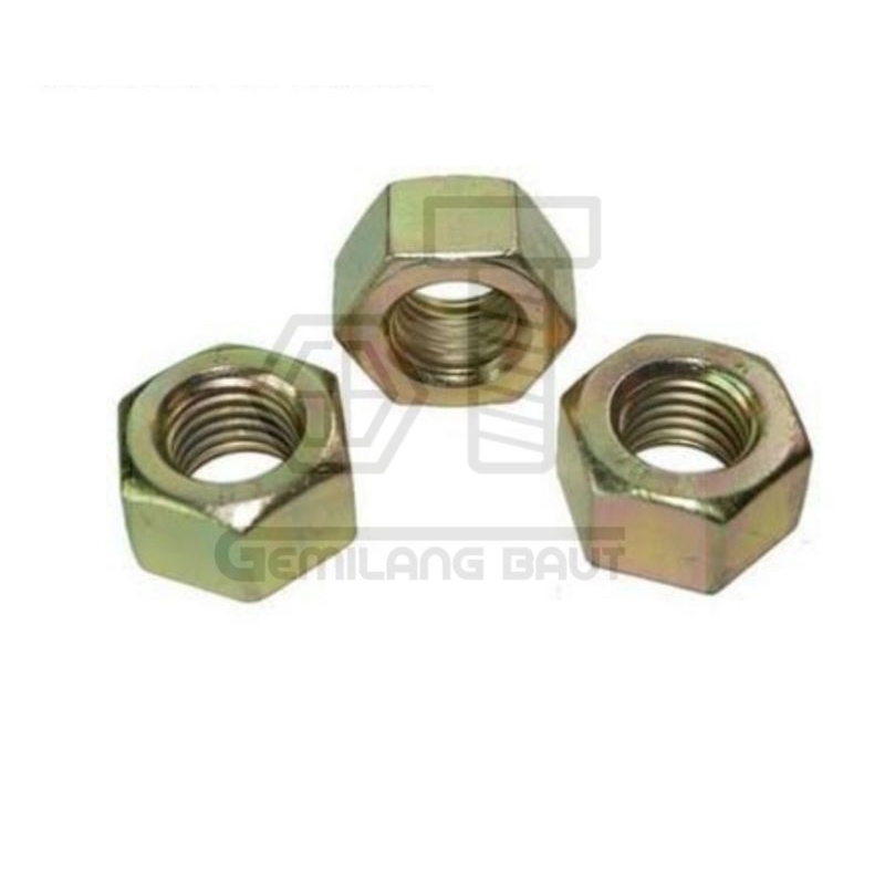 Jual Mur Kuning M6 / Hex Nut 6MM Jarak Drat 1.0 Kunci 10 @100 Pcs ...