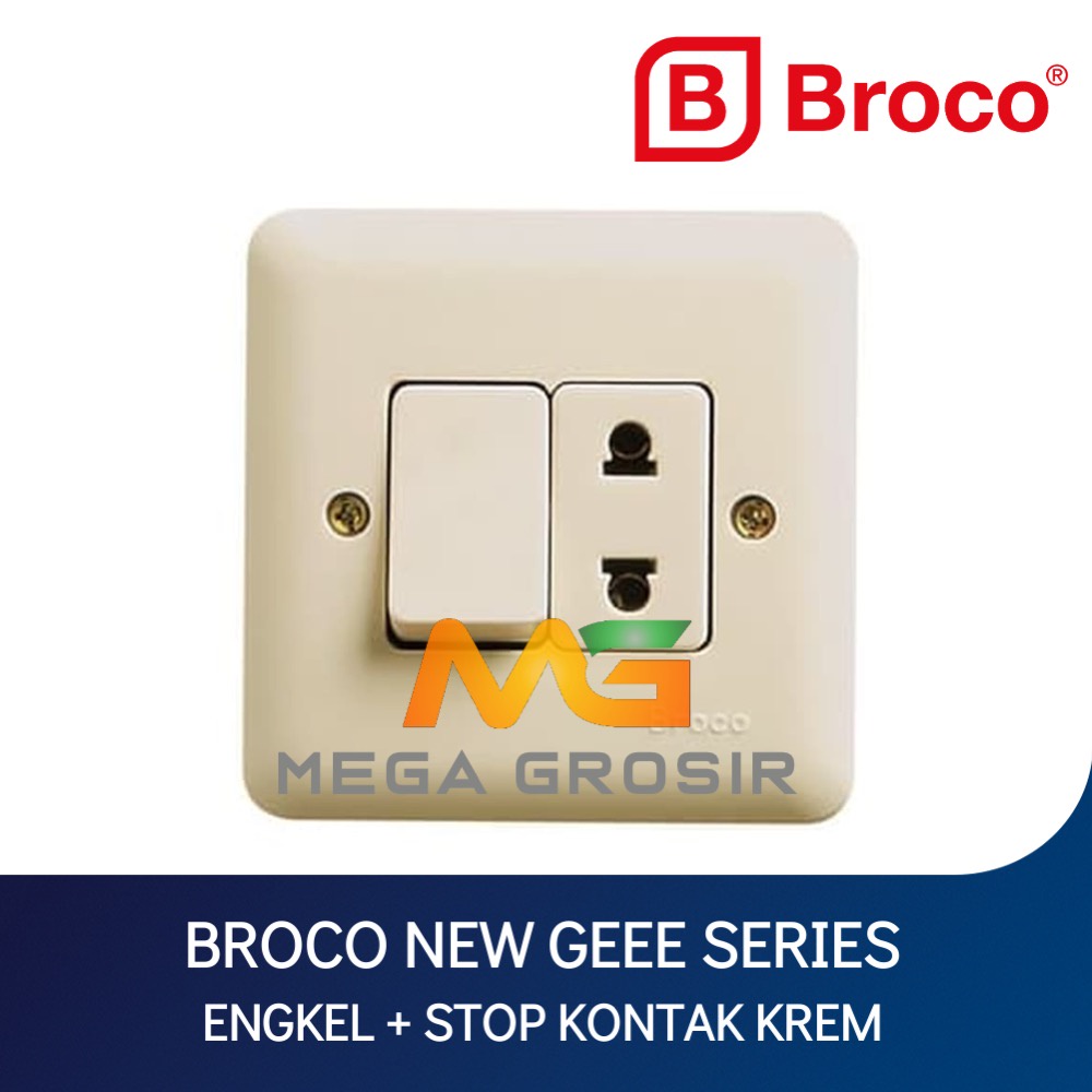 Jual Stop Kontak dan Saklar Broco New Gee Krem Engkel + Colokan Tanam ...