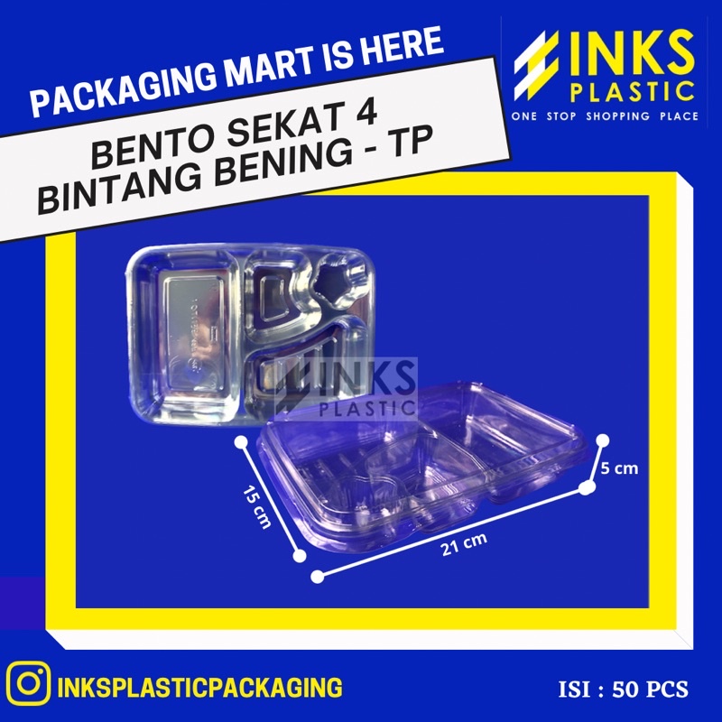 Jual MIKA TRAY BENTO BENING SEKAT 4 BINTANG/BOX NASI KATERING (50 PCS ...