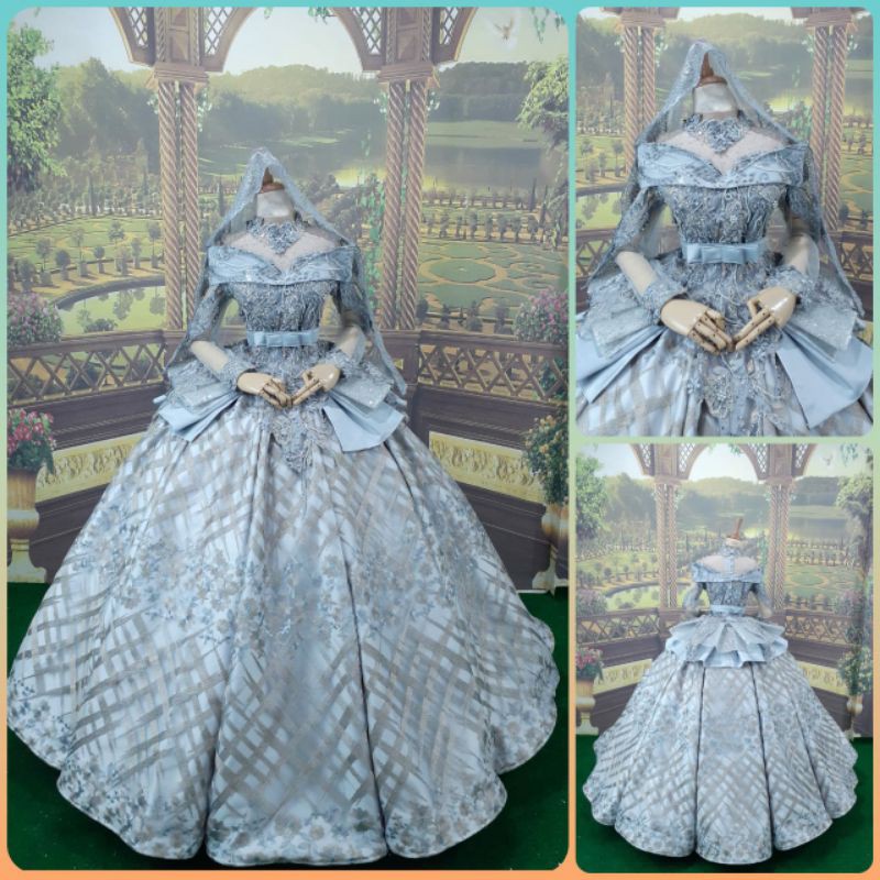 Jual GAUN WEDDING BELIMBING MEWAH BEREKOR//GAUN PENGANTIN MUSLIM //JAS ...