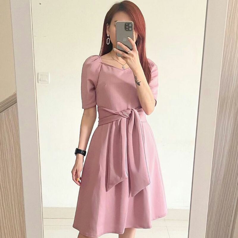 Jual Sisca Dress - Dress Pesta Dress Scuba Gaun Midi | Shopee Indonesia