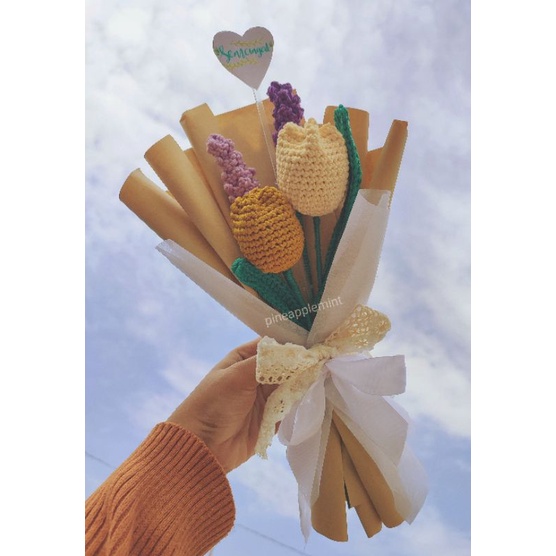 Jual buket bunga rajut 4 tangkai (crochet flower bouquet) | Shopee ...