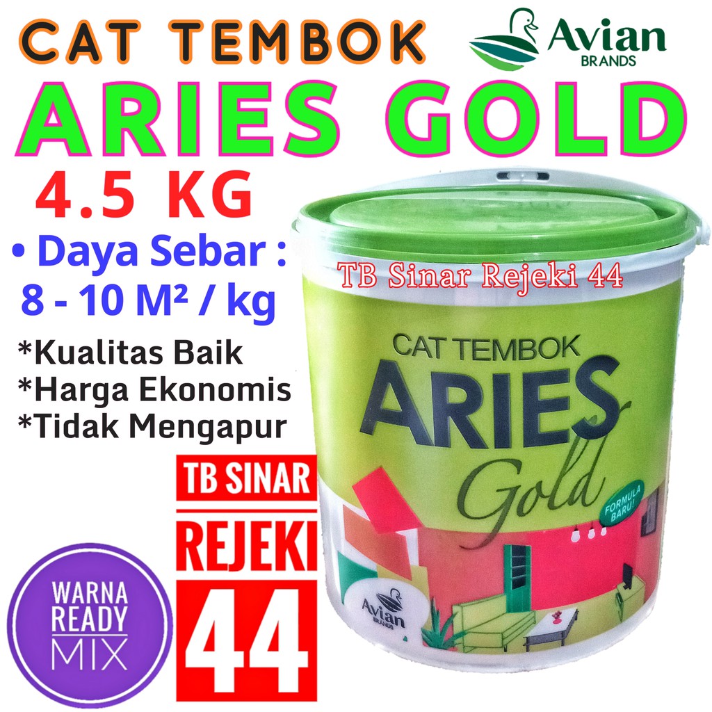 Jual TB Sinar Rejeki 44 - ARIES GOLD 4.5 KG Cat Tembok Dinding Plafon ...