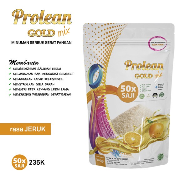 Jual Prolean Fiber | Minuman Serbuk Serat | Rasa Jeruk 500 Gram ...