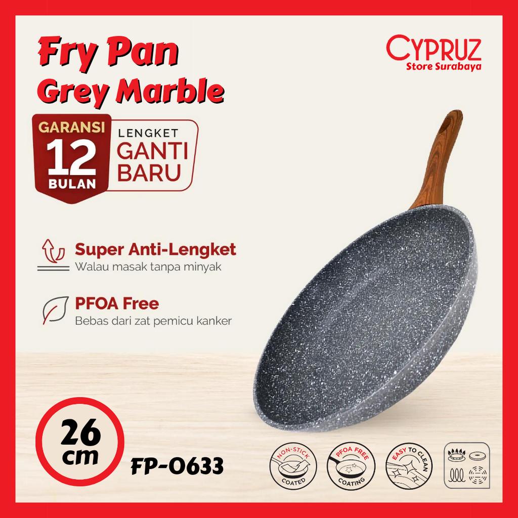 Jual Cypruz Wajan Anti Lengket Penggorengan Induksi Fry Pan Marble 18cm - 20cm - 22cm - 24cm ...