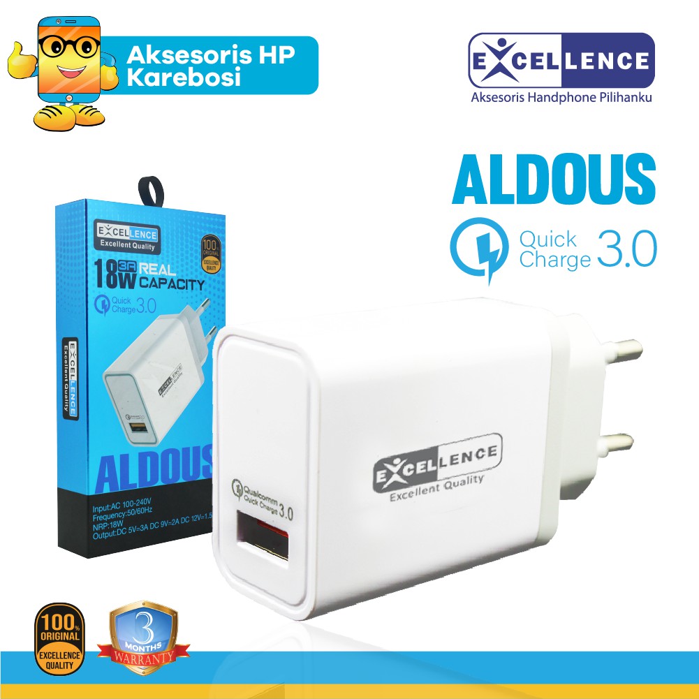 Jual Travel Charger Excellence QC 3A 18W Aldous | Shopee Indonesia