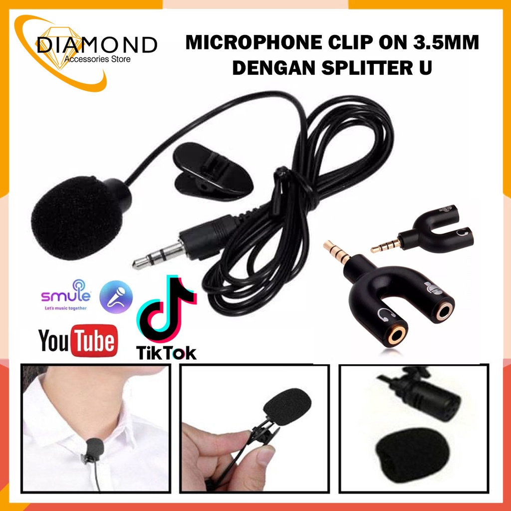 Jual MIC VLOG CLIP ON MICROPHONE MICROFON KLIP SMULE SING VIDEO ...