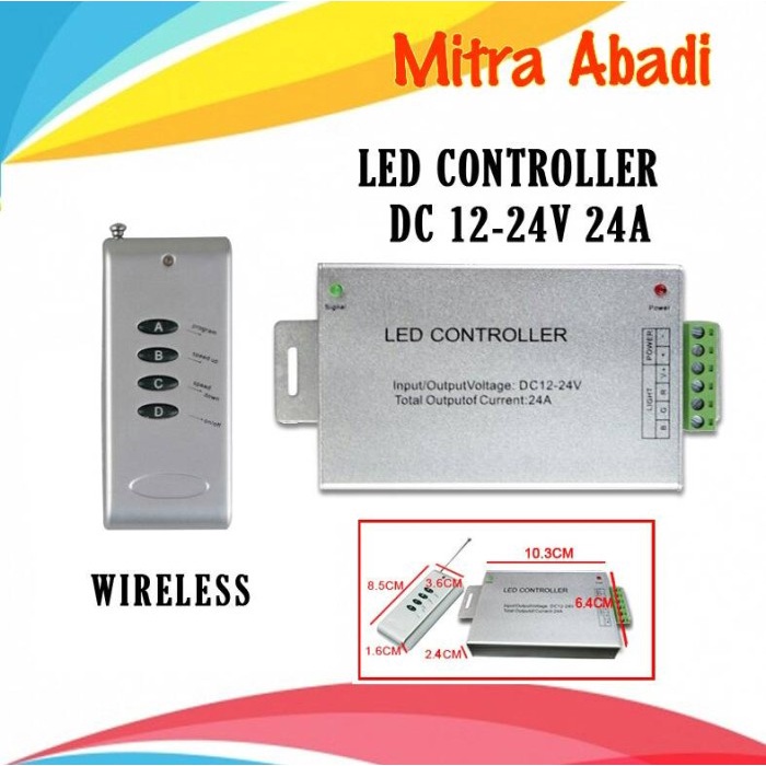 Jual LED Controller Aluminium LED Strip RGB DC 12-24V 24A + Remote ...